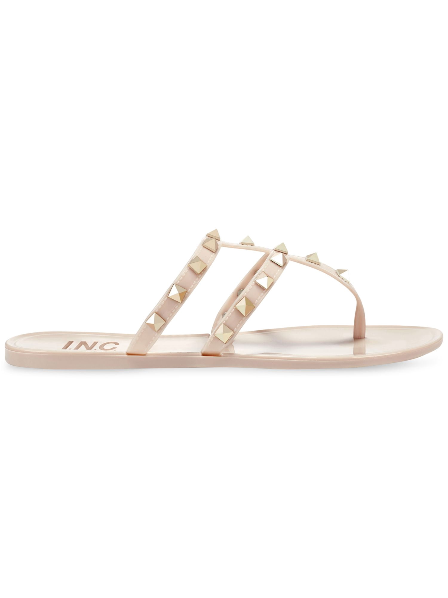 INC Womens Brown Studded Strappy Ellie Round Toe Slip On Thong Sandals ...