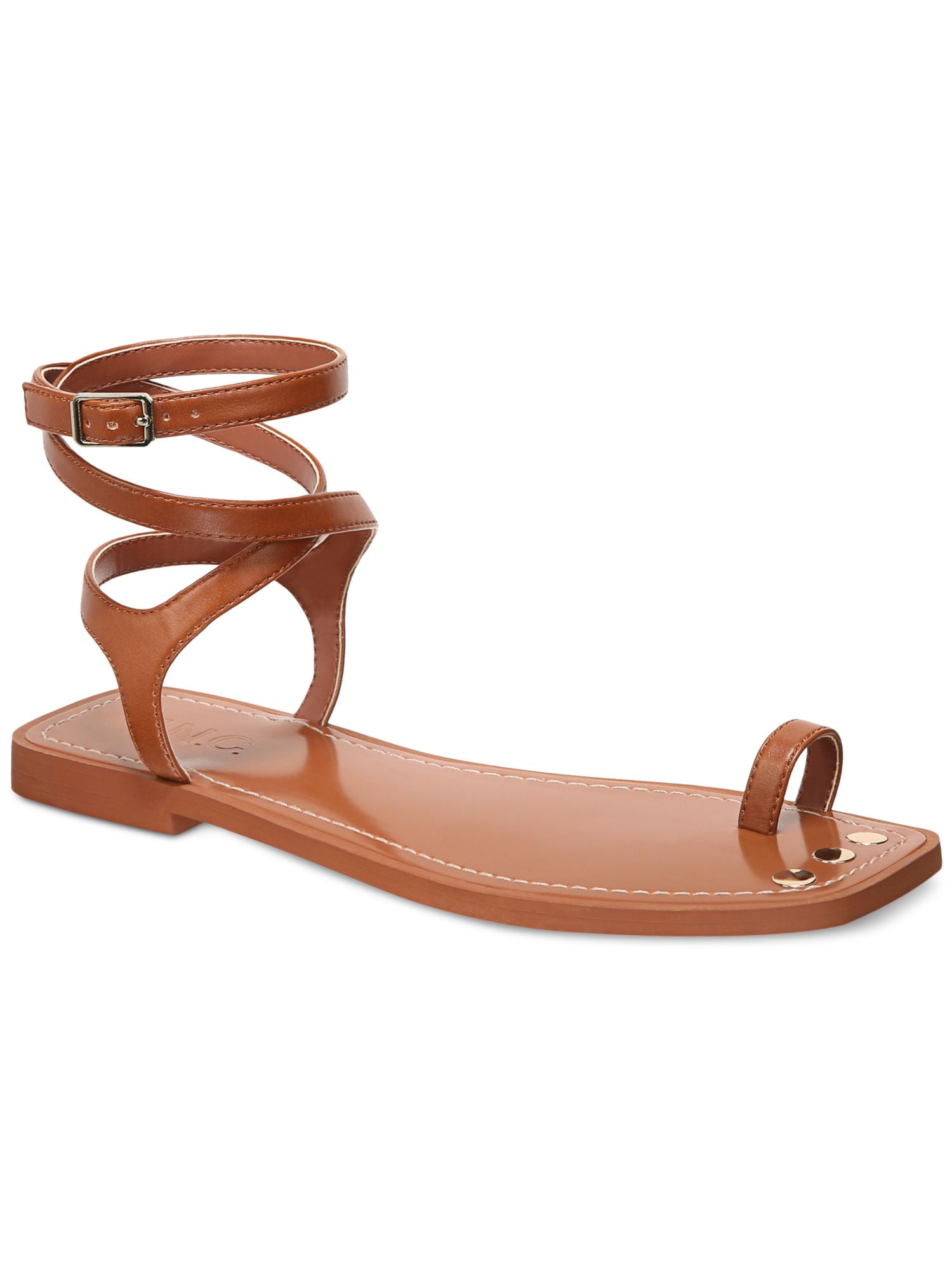 INC Womens Brown Toe Ring Ankle Strap Remmie Square Toe Buckle ...