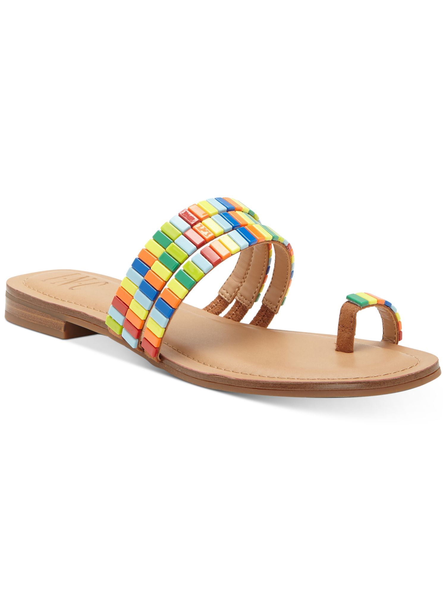 INC Womens Clear Strappy Toe-Loop Embellished Padded Jaylee Round Toe ...
