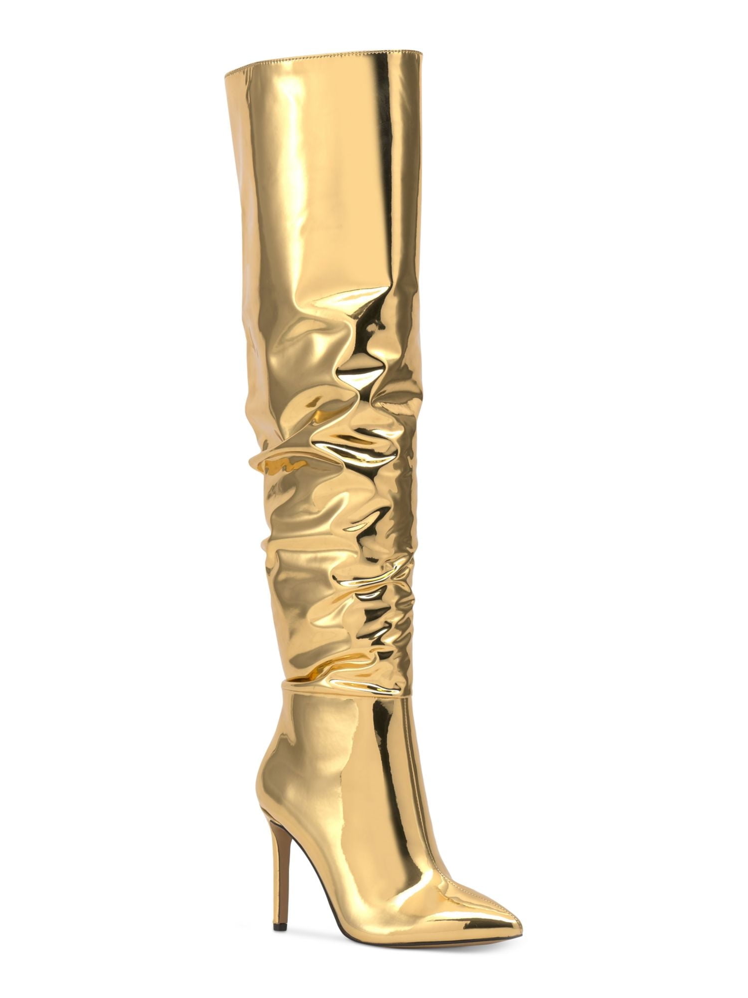 INC Womens Gold Cushioned Iyonna Pointed Toe Stiletto Zip-Up Dress ...
