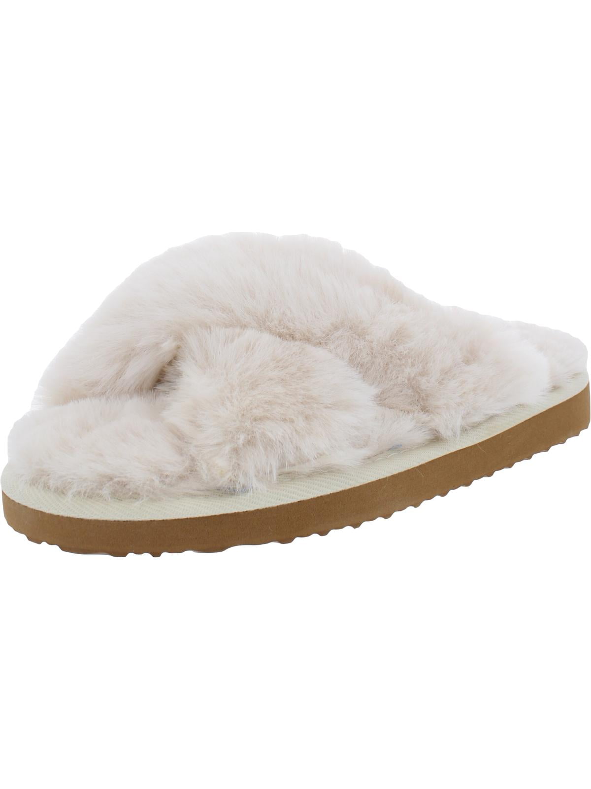 INC Womens Ivory Crisscross Straps Faux Fur Finish Yala Round Toe ...