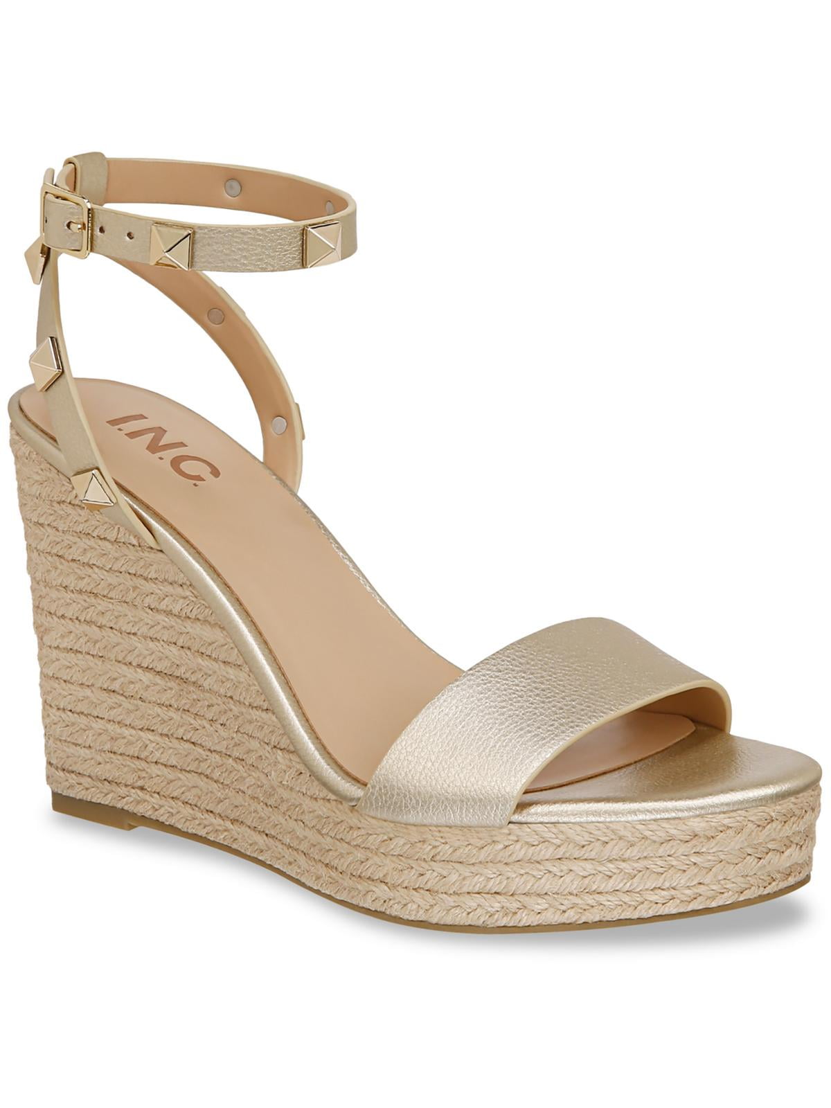 INC Womens Maverickp Embellished Faux Leather Wedge Sandals - Walmart.com