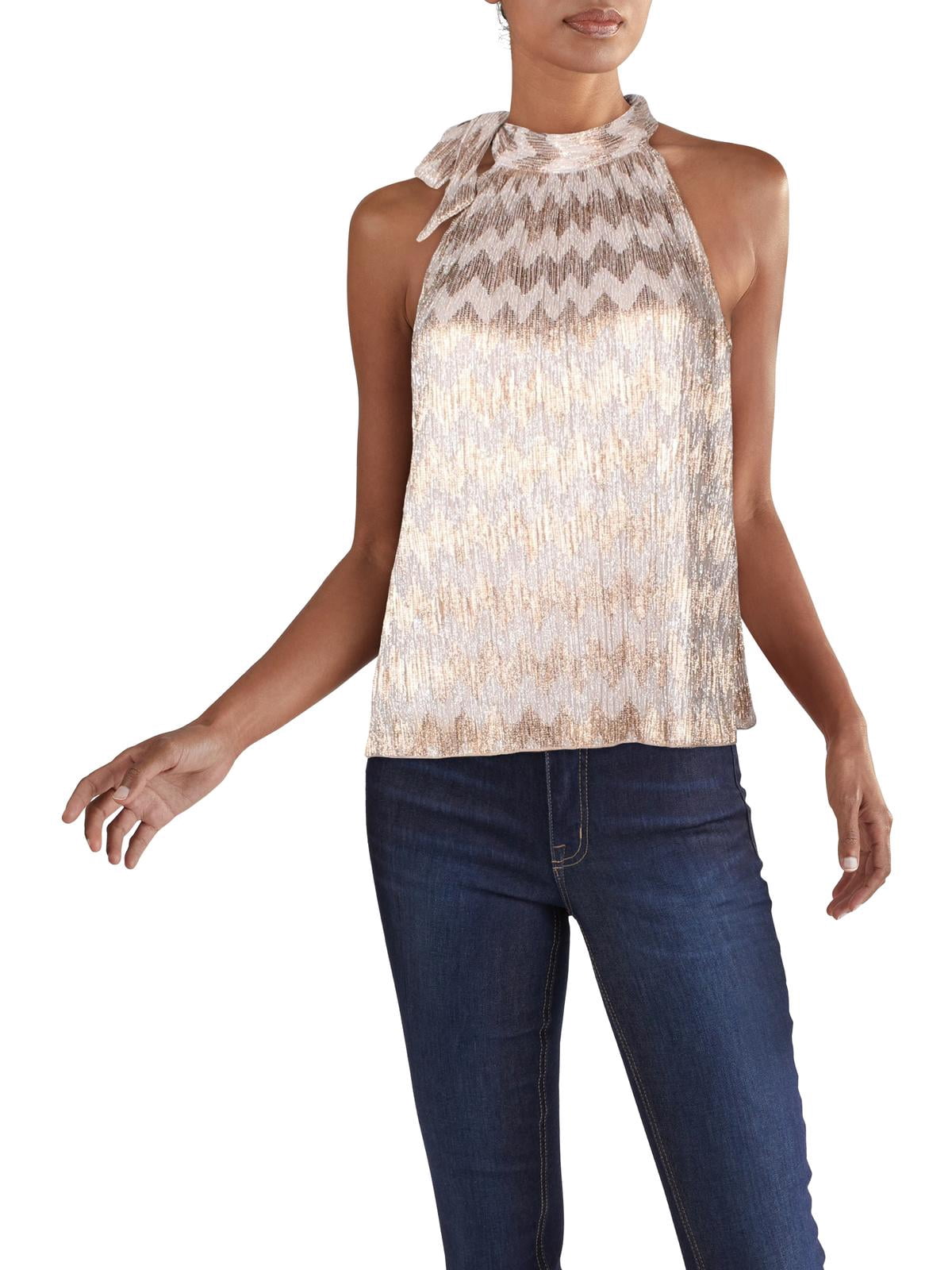 INC Womens Metallic Tie-Neck Halter Top Gold XXL - Walmart.com