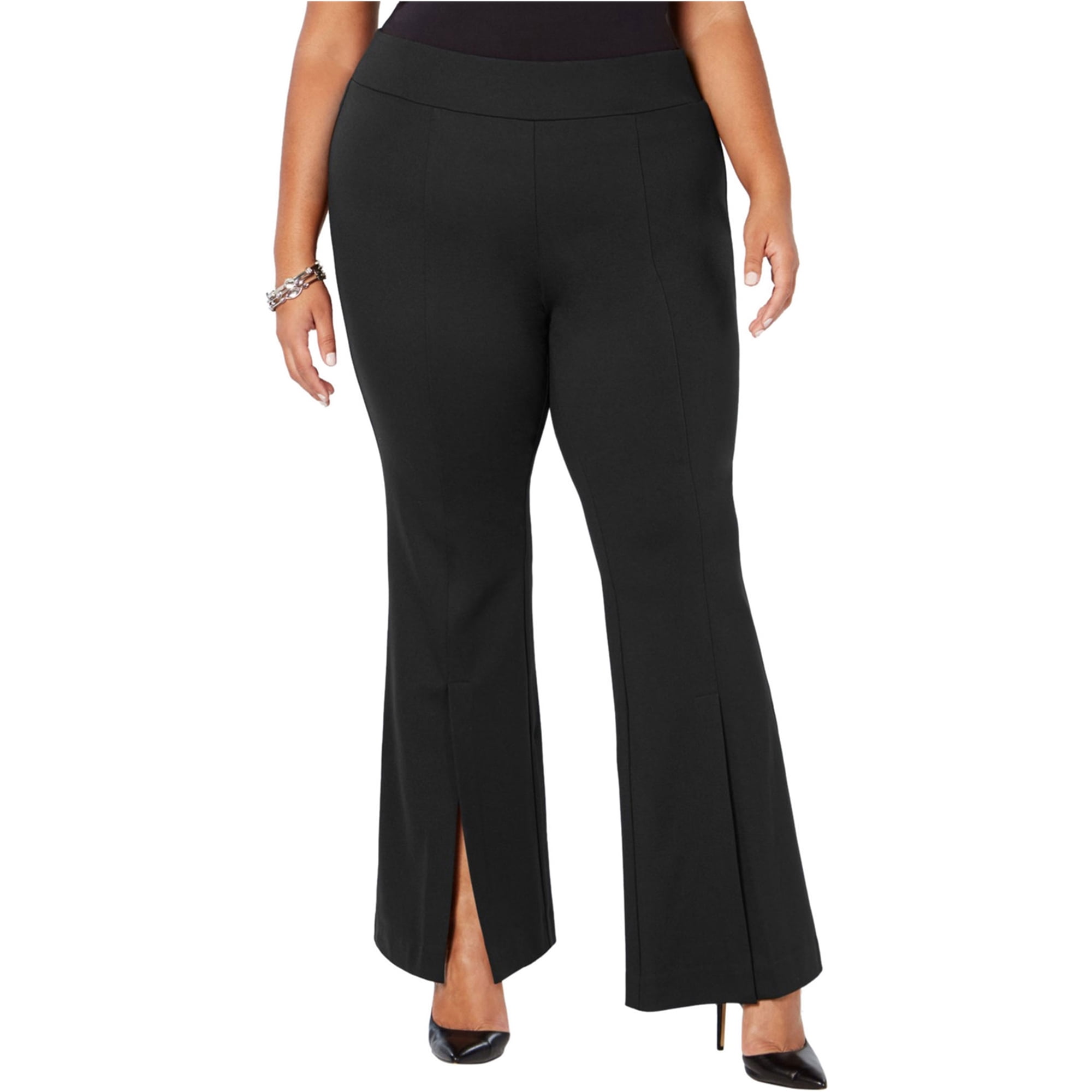 Plus Size Ponte Knit Slit Front Pants Black 18 - Walmart.com