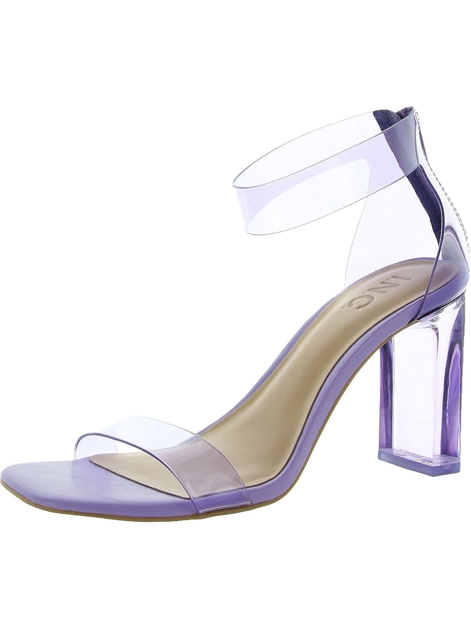 INC Womens Purple Translucent Ankle Strap Padded Makenna Square Toe ...
