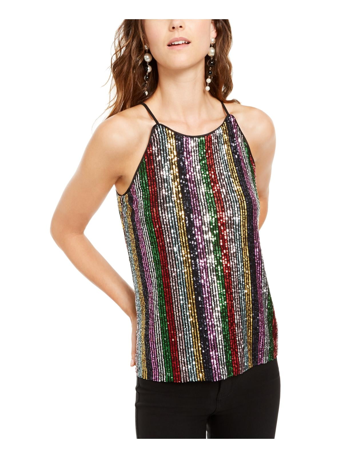 INC Women's Sequin Sleeveless Rainbow Mesh Tank Top - Walmart.com