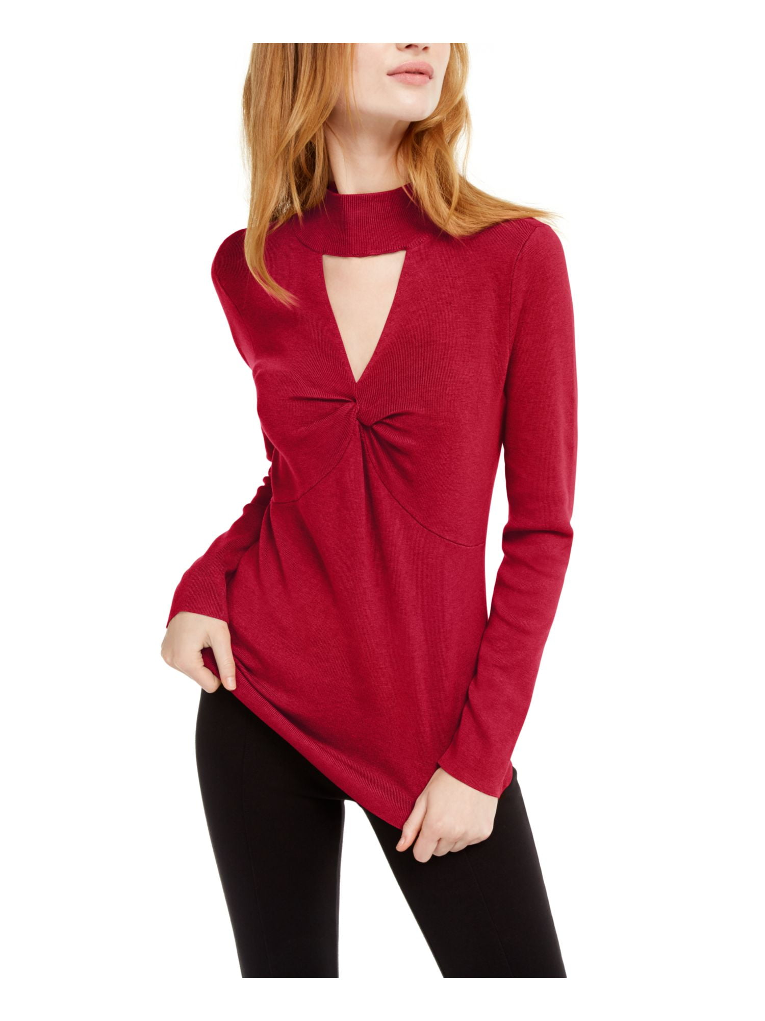 INC Womens Red Cut Out Long Sleeve Keyhole T-Shirt M - Walmart.com