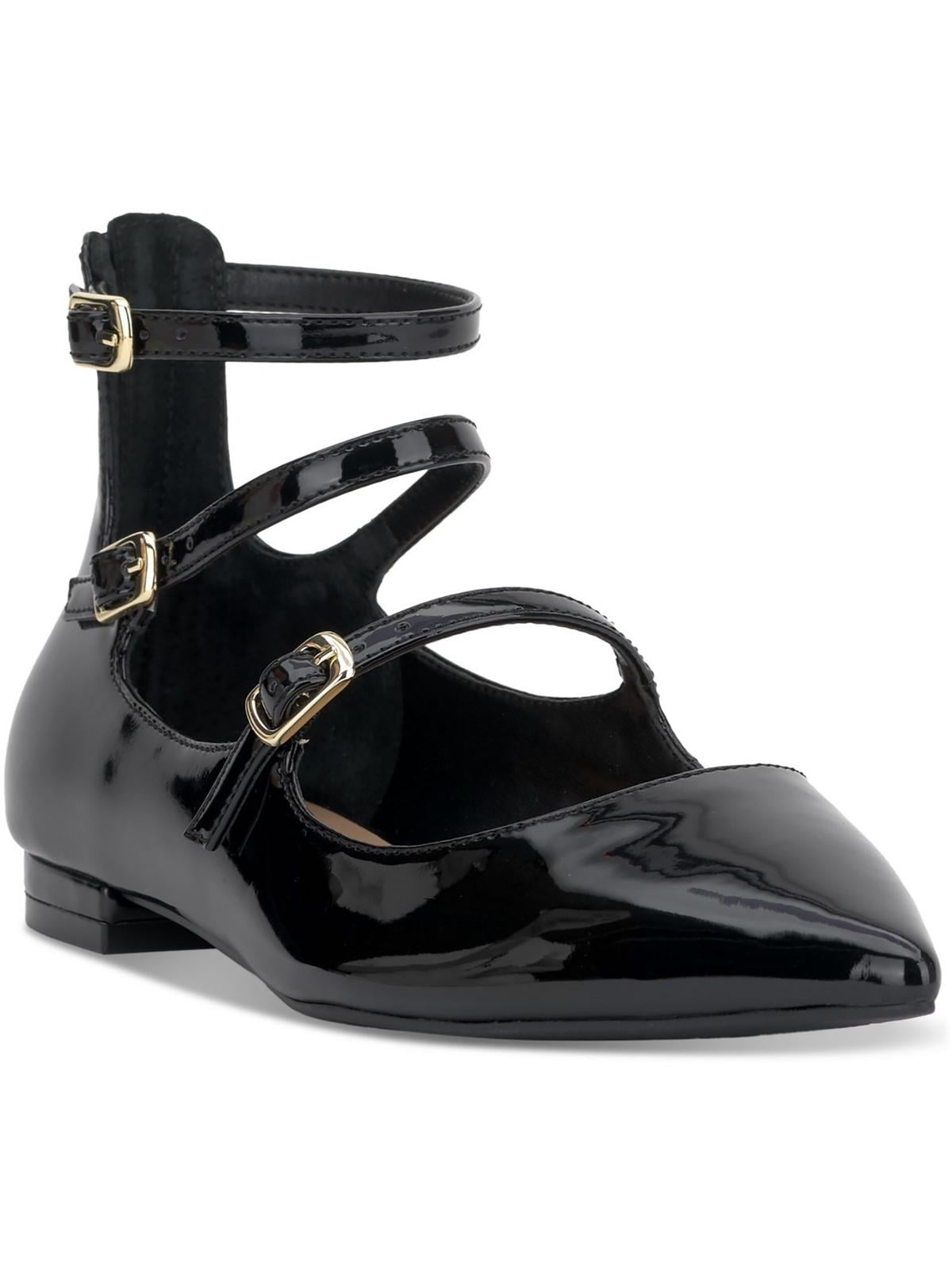 INC International Concepts Women’s Valan Triple-Strap Flats, Black ...