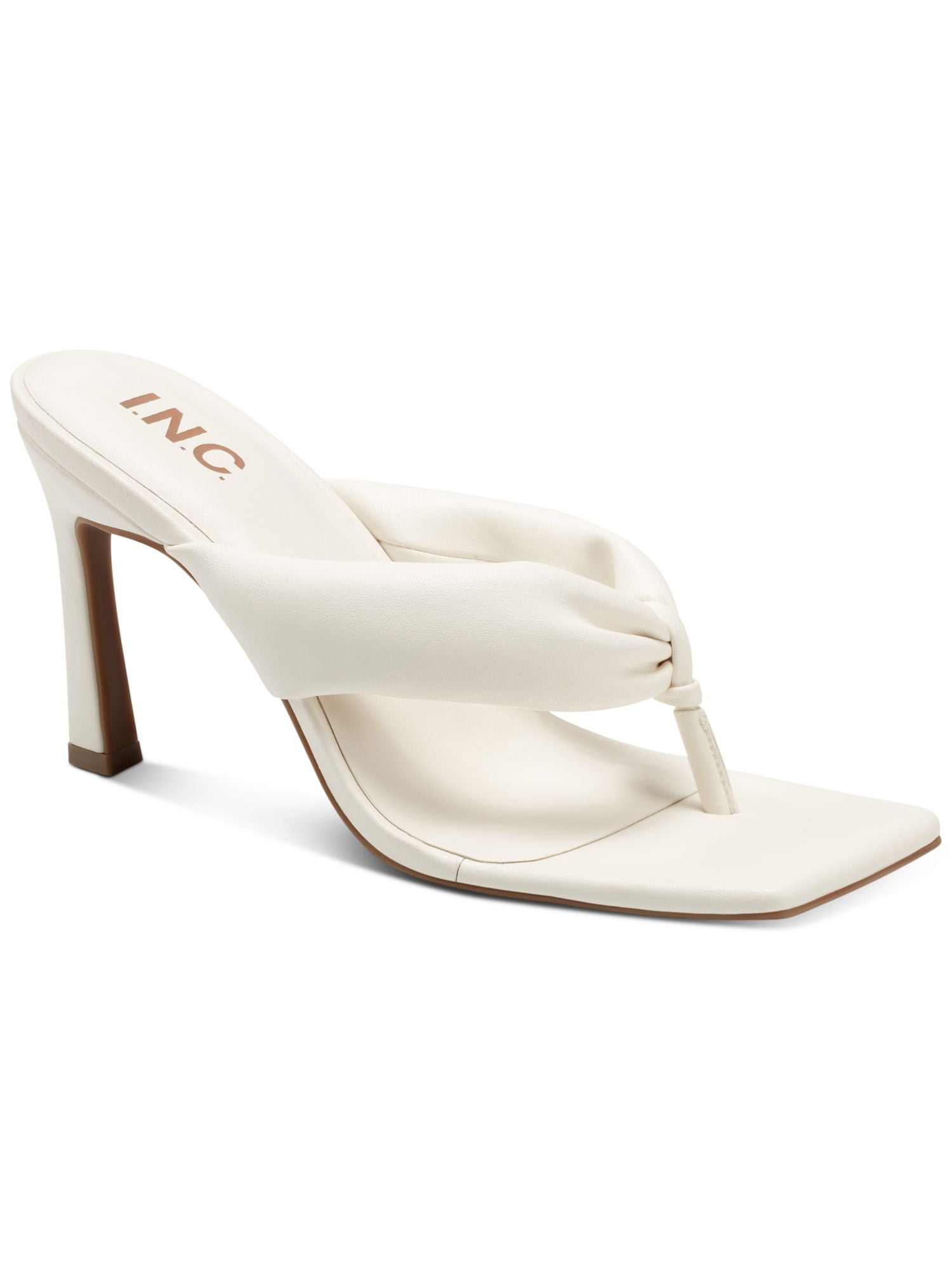 INC Womens White Puffed Straps Flexible Sole Padded Sagee Square Toe ...