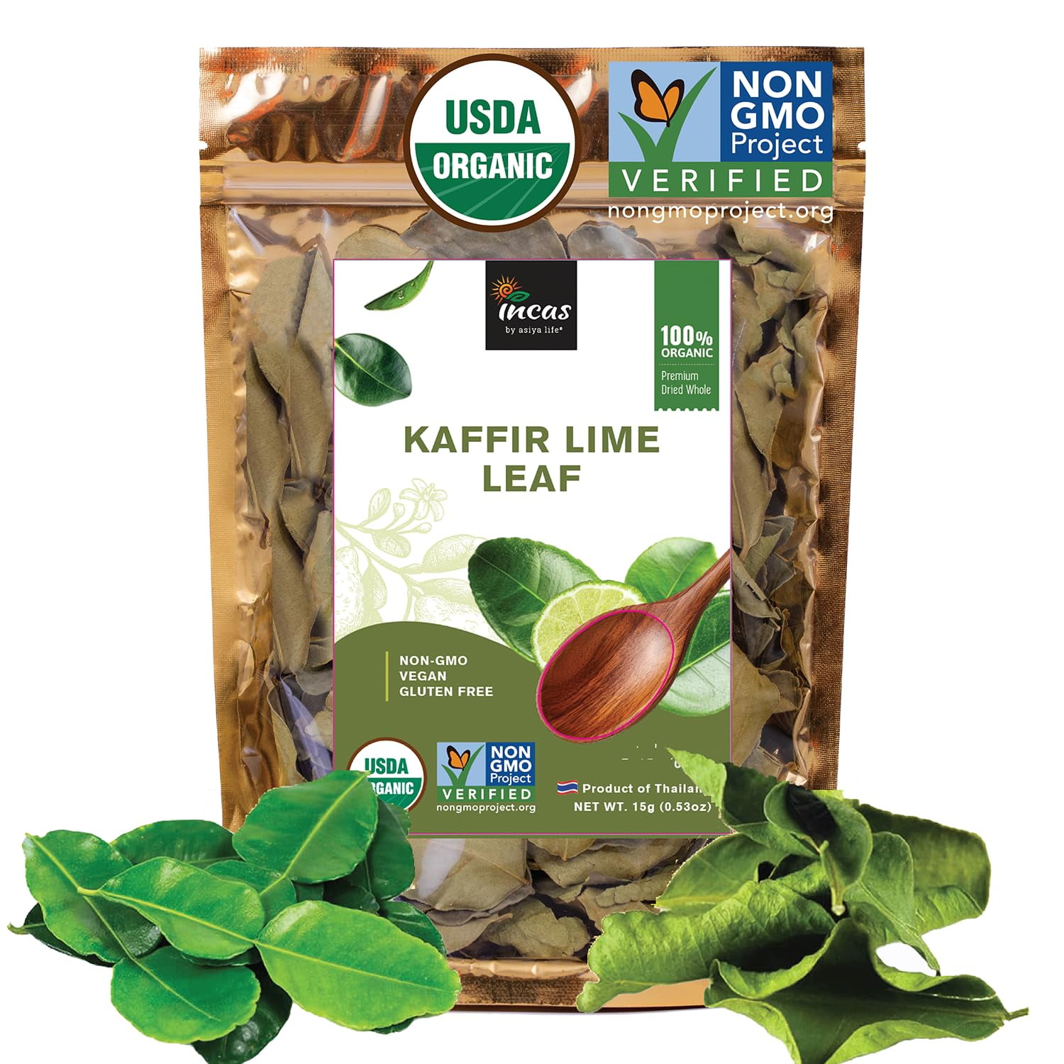 INCAS 100% USDA Organic OKA4 Kaffir Lime Leaves 0.53 From Source ...