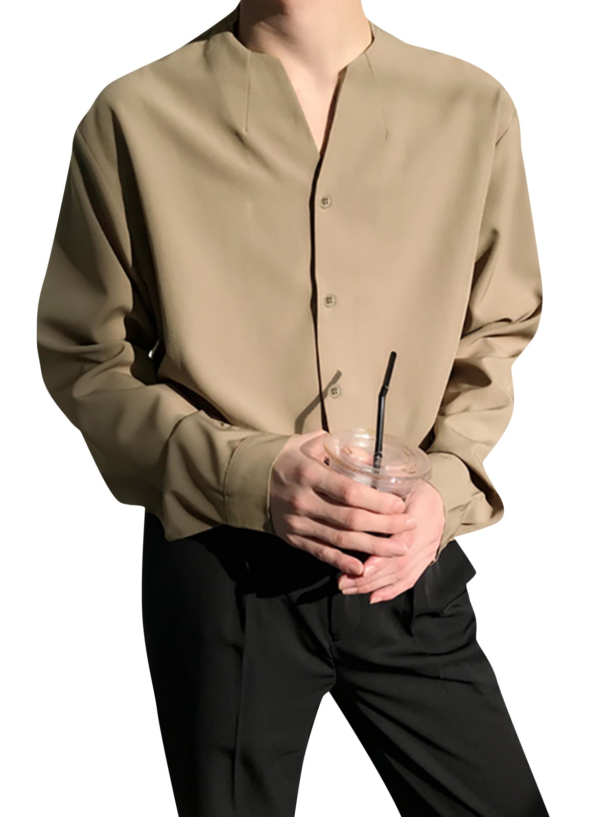 INCERUN Men Autumn Long Sleeved Fashion Design Button Up Soft Thin ...