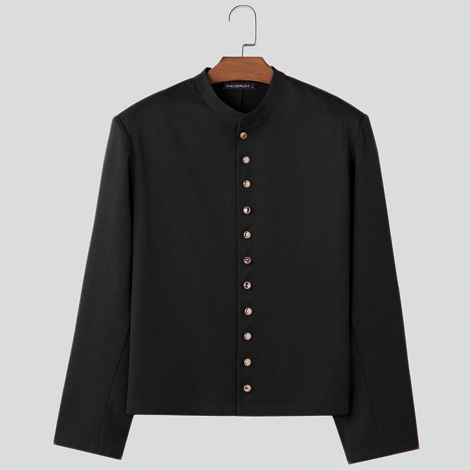 INCERUN Men Blazer Solid Color Stand Collar Long Sleeve Button Casual ...