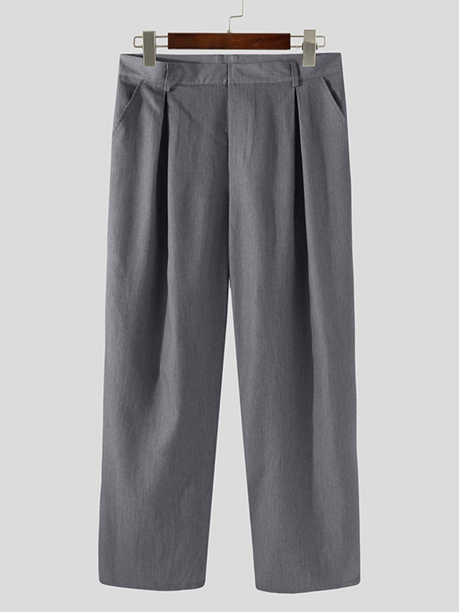 INCERUN Men's Casual Wide-leg Straight Formal Trousers Solid Color ...