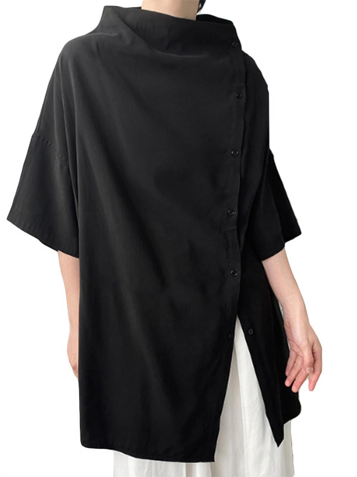 INCERUN Men's Half Sleeve Split Hem Shirts Hip Hop Streetwear Oversized ...