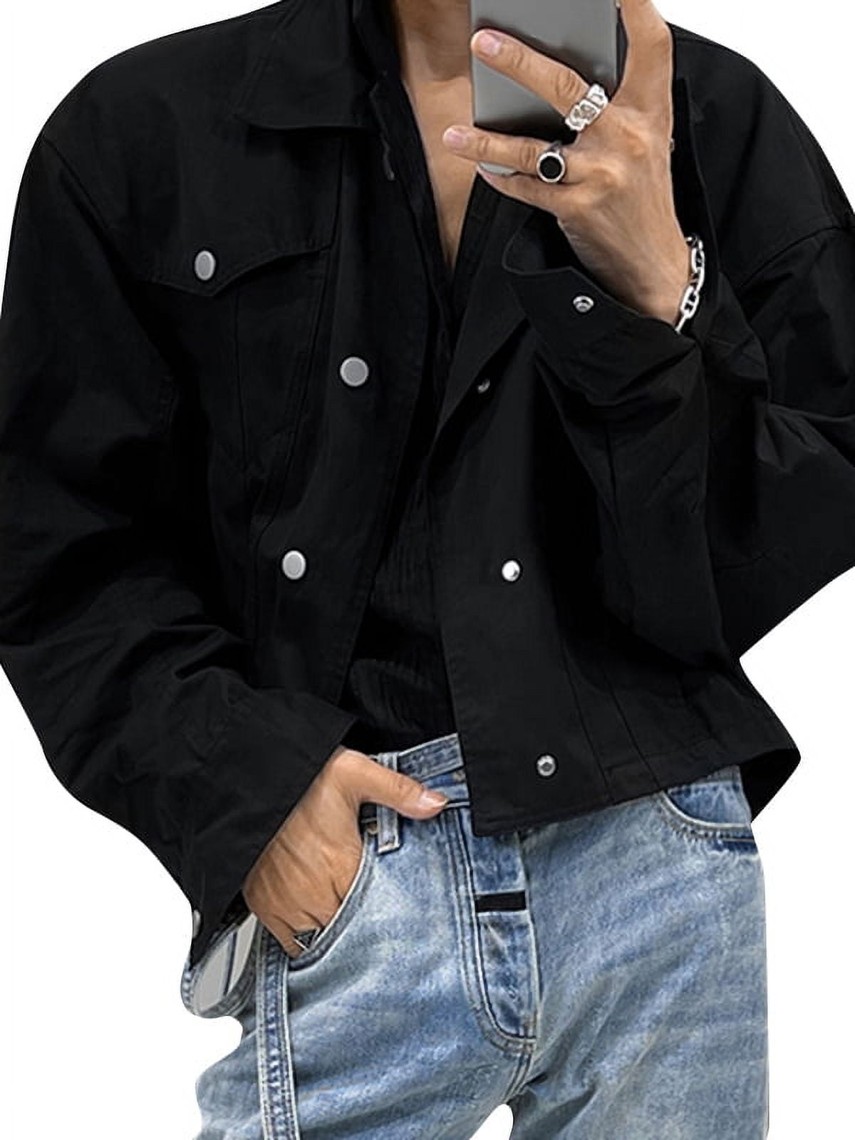 INCERUN Men's Long Sleeve Buttons Up Crop Shirt Jackets Casual Thin ...