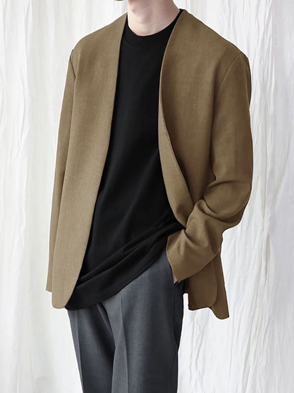 INCERUN Men's Long Sleeve Solid Color Cardigan Casual Lightweight Shirt ...