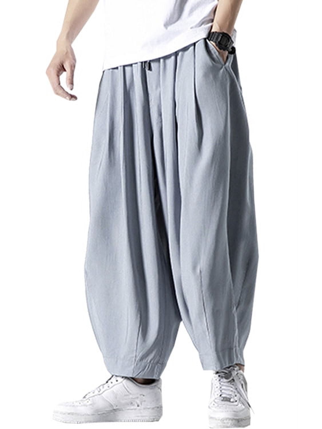 INCERUN Men's Loose Drawstring Harem Pants Casual Wide Leg Trousers ...