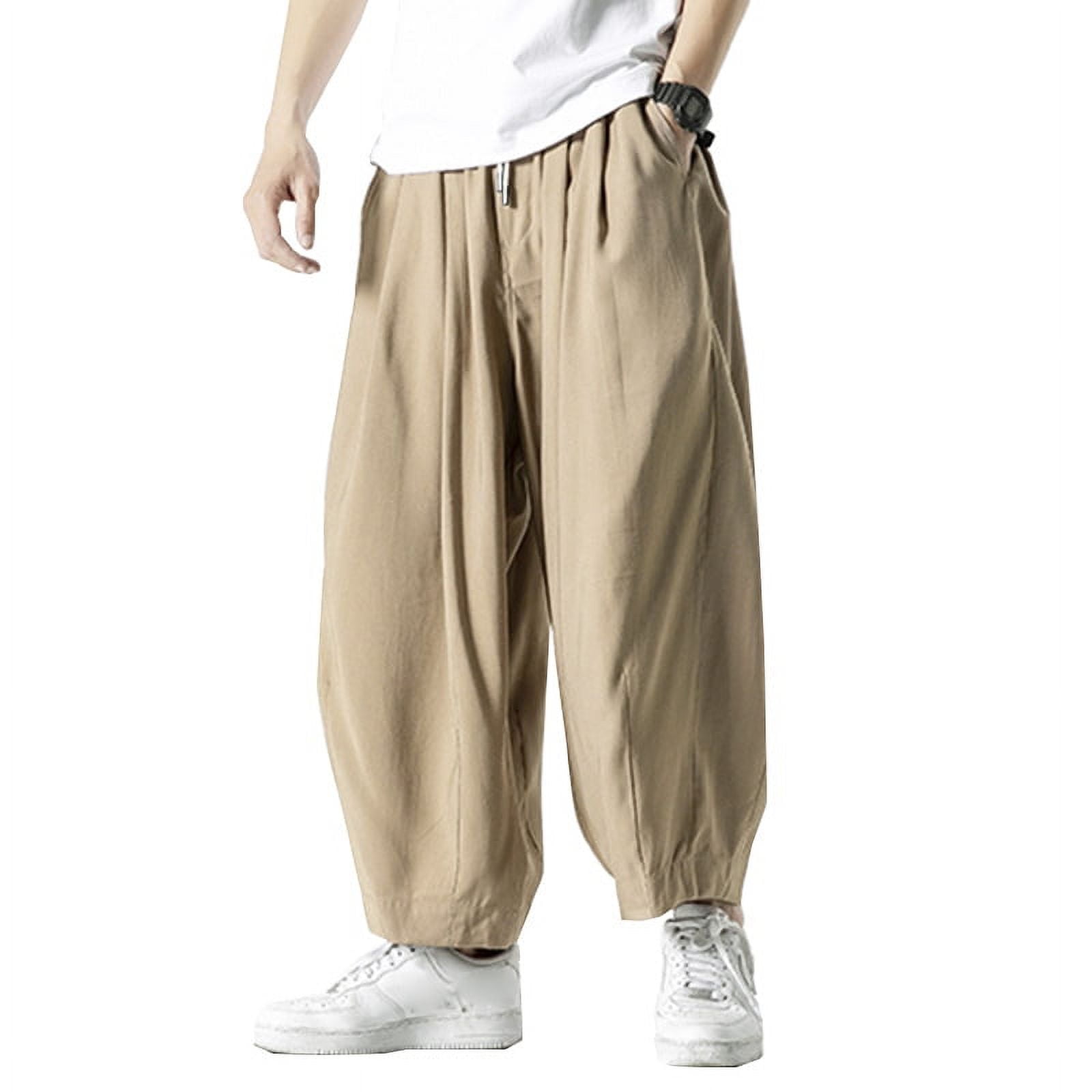 INCERUN Men's Loose Drawstring Harem Pants Casual Wide Leg Trousers ...