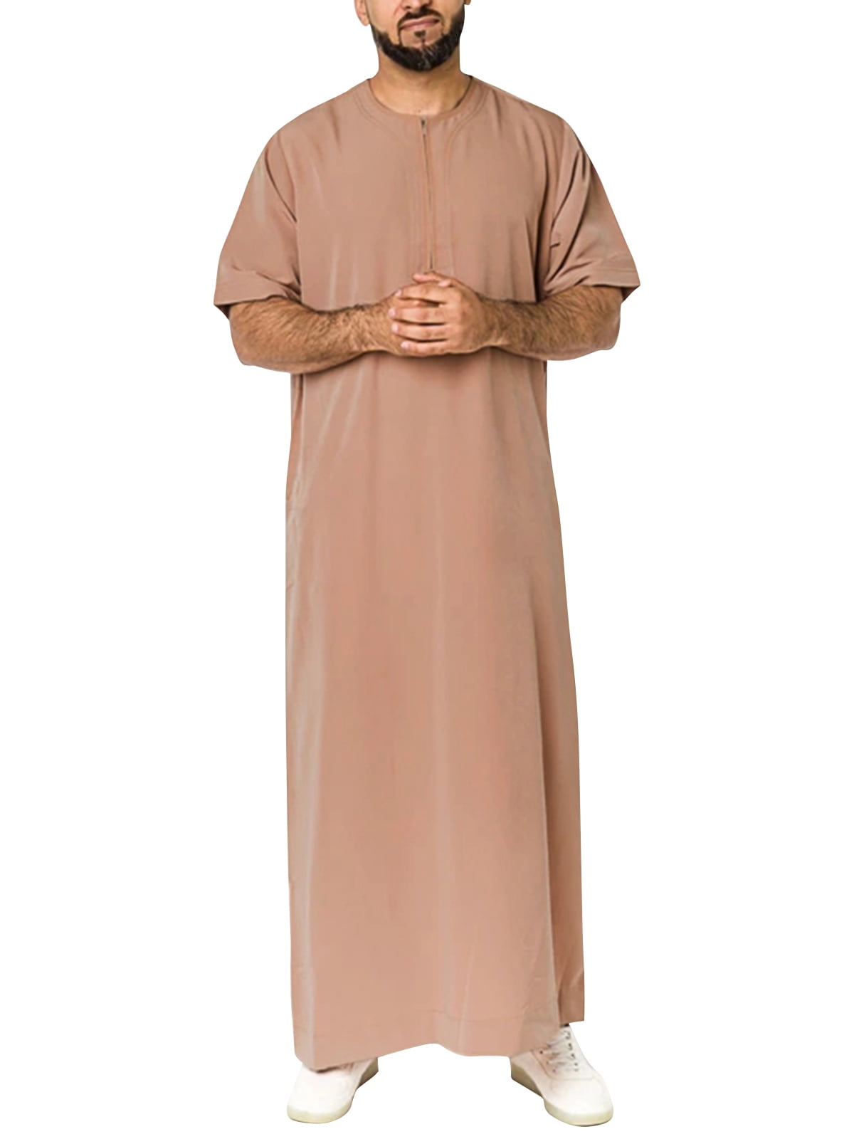 INCERUN Men's Muslim Saudi Arabia Kaftan Islamic Abaya Thobe Long Tops ...