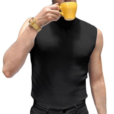 INCERUN Men's Sleeveless Vest Slim Fit Solid Color Half-collar Gym Tops ...