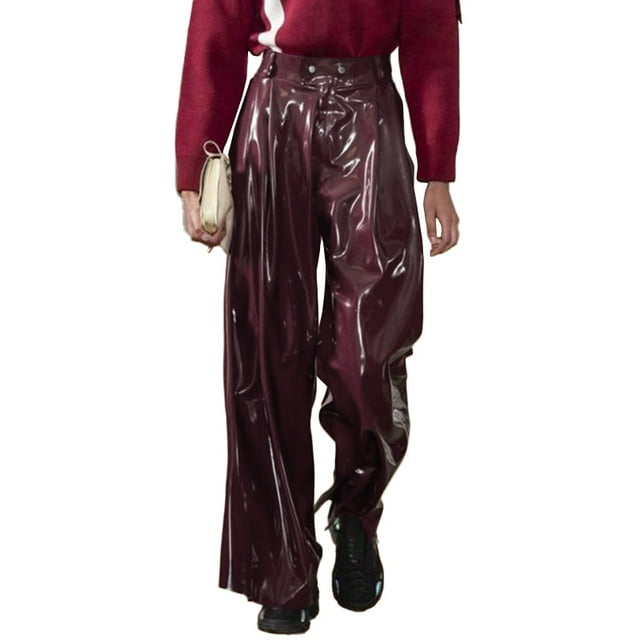 INCERUN Men's Steampunk Leather Loose Pants Straight Retro Lederhose ...