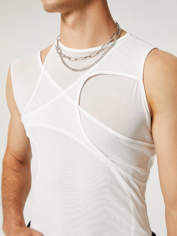 INCERUN Men's Summer See Through Vest Slim Fit Casual Fancy Tee Tank ...