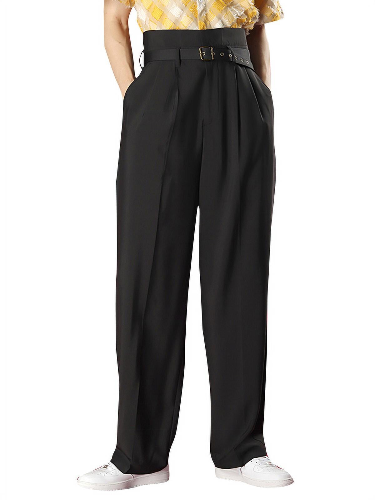 INCERUN Men's Trouser Fashion High Waist Baggy Casual Straight Drape ...