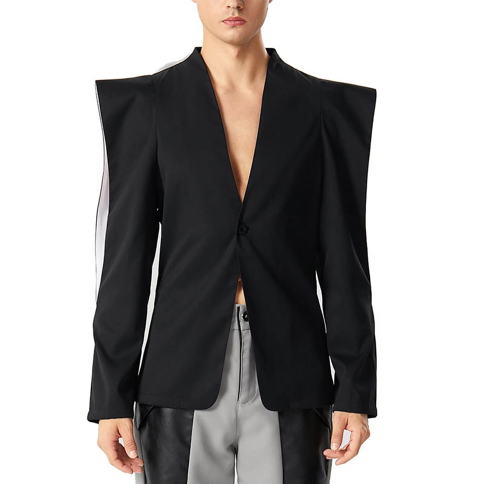 INCERUN Mens Deep V Neck Steampunk Cutout Sleeve Party Coat Suits Solid Blazer - Walmart.com