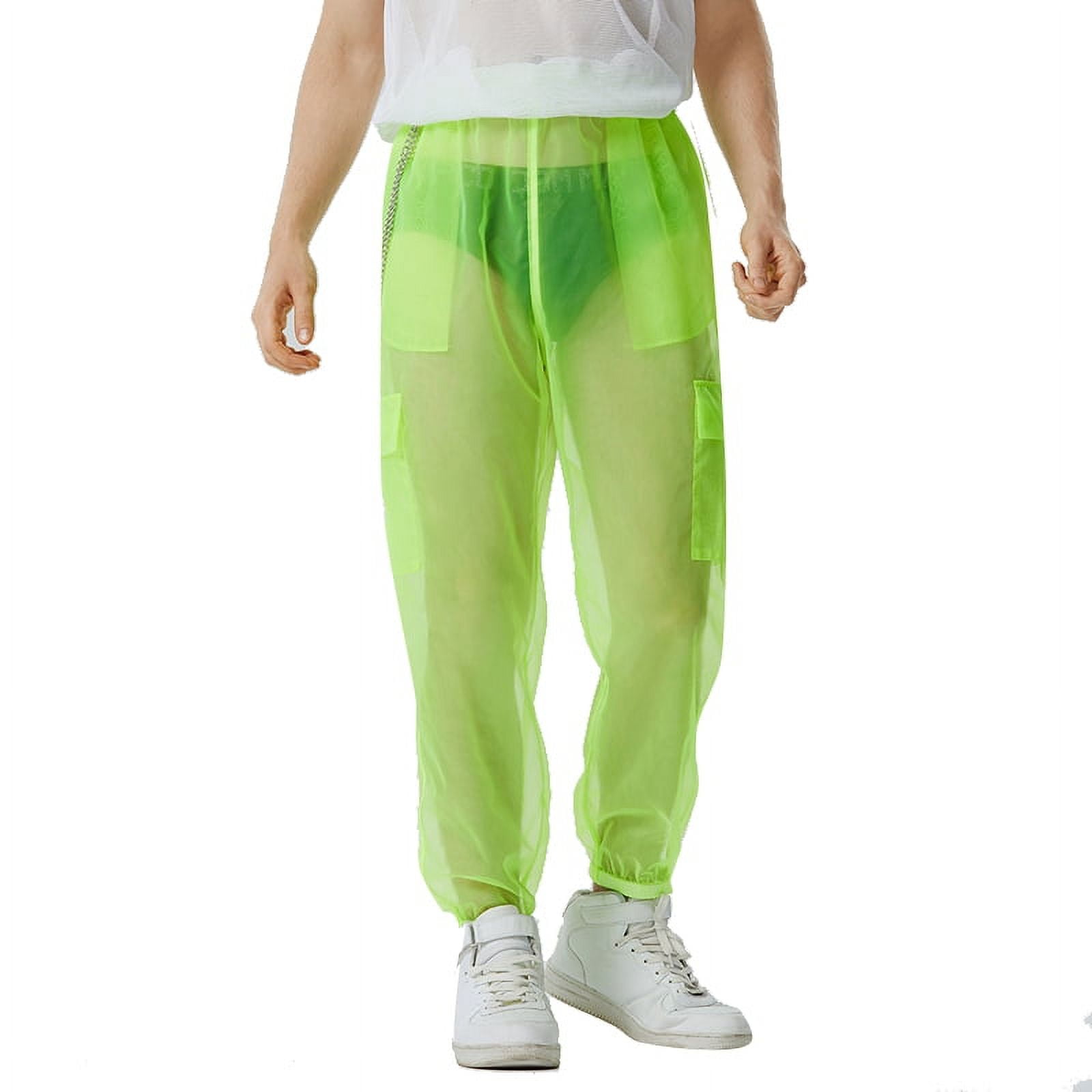 Incerun Mens Mesh See Through Thin Cargo Pants Sexy Solid Pantalons