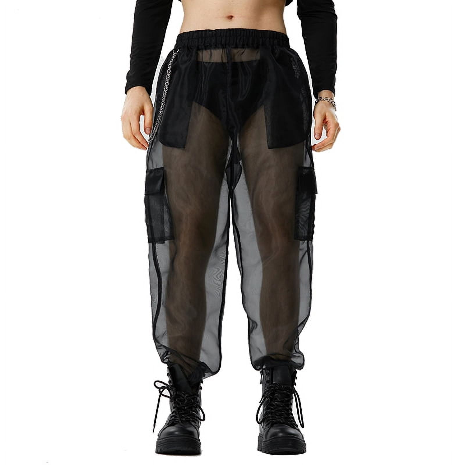 INCERUN Mens Mesh See Through Thin Cargo Pants Sexy Solid Pantalons ...