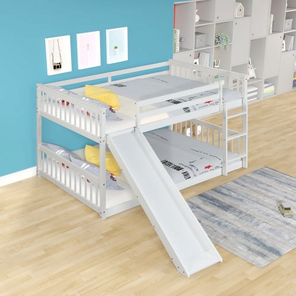 INCLAKE Bunk Bed, Full Over Full Bunk Bed Frame with Slide, Safe Ladder ...