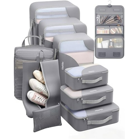 ALL INCLUDED 10 Set Durable Packing Cubes for Suitcases, Essentials for ...