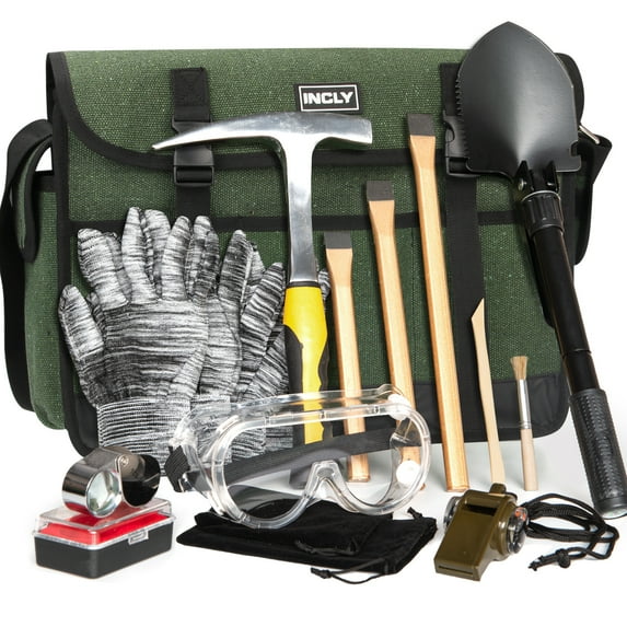 INCLY 15 PCS Geology Rock Pick Hammer Kit, 32oz Hammer & 3 PCS Digging ...