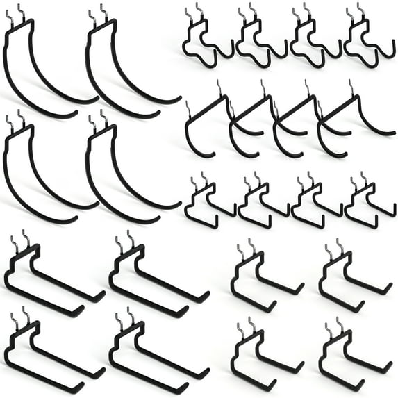 INCLY 24 Pack Heavy Duty 1/4 Inch Pegboard Hooks, Large Black Pegboard ...