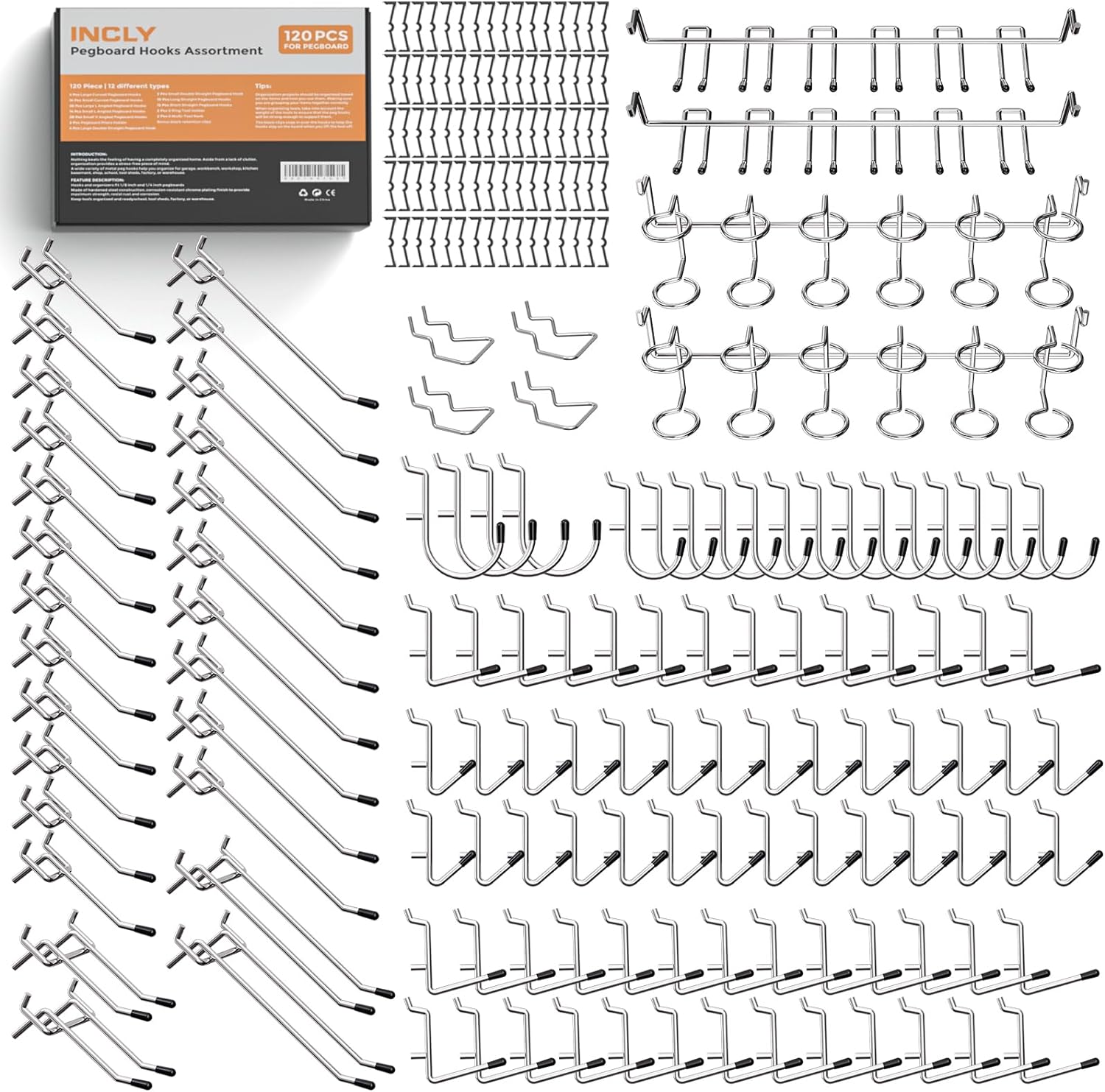 Presa Heavy Duty Metal Peg Board Shelving Hooks, 6", 50pk - Walmart.com