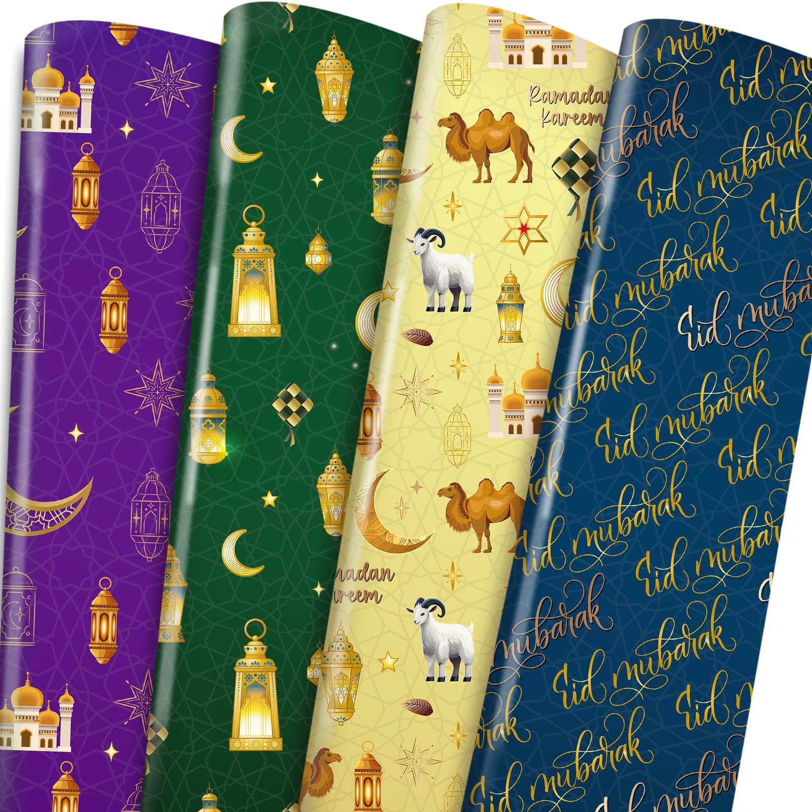 INCOK Eid Ramadan Wrapping MSF2 Paper - 12 Sheet Mubarak Gift Wrap ...
