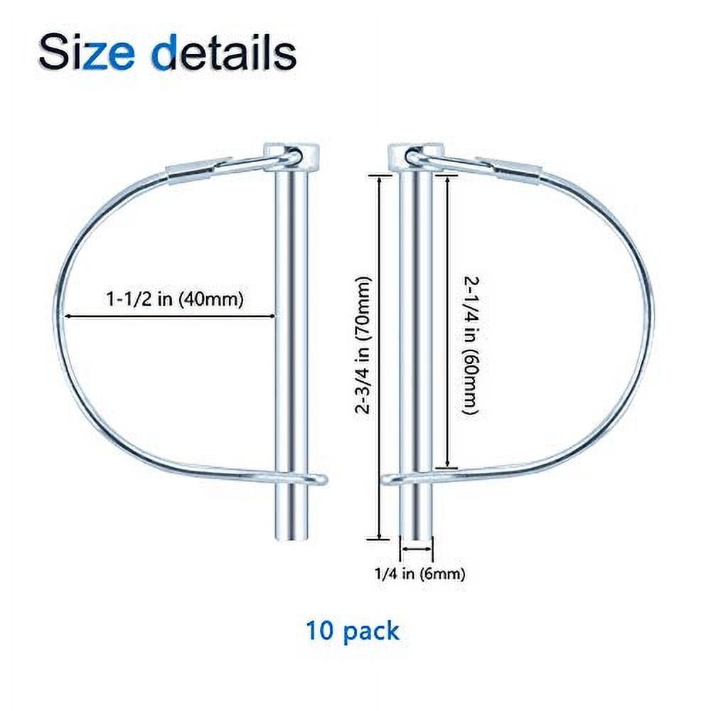 INCREWAY 10pcs Wire Lock Pin, 1/4 Inch Heavy Duty Safety Coupler Pin ...