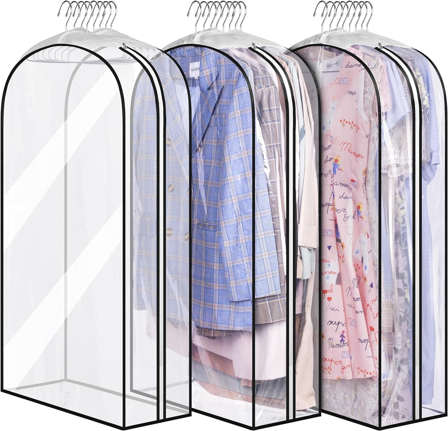 INCTUO Clear Garment Bags for Hanging Clothes 40" Suit Bags for Closet ...