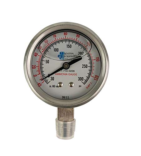 IND111-2 Liquid Filled Ammonia Gauge | 30 to 300# /4" Bottom Connection ...