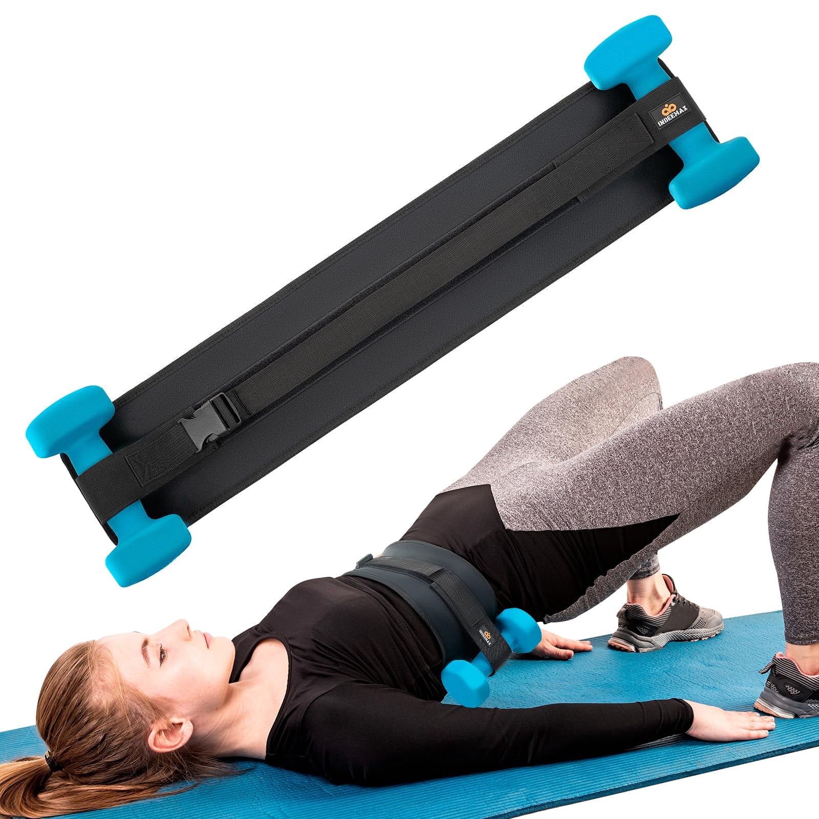 INDEEEMAX Hip Thrust Belt Portable Adjustable Glute Workout Band for ...