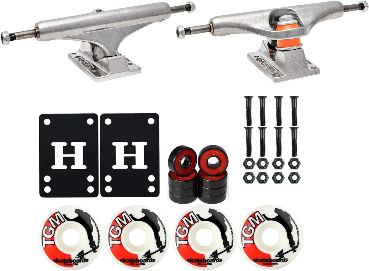 INDEPENDENT Skateboard Trucks Mids Kit (Choose Size) + Wheels Bearings ...