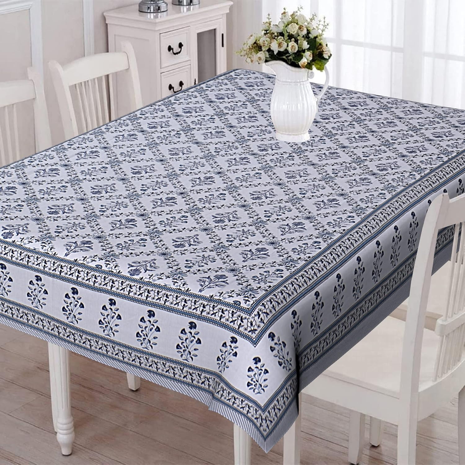 INDHOME LIFE 100 Cotton Rectangular Dining Table Cover 6 Seater 60 inch ...