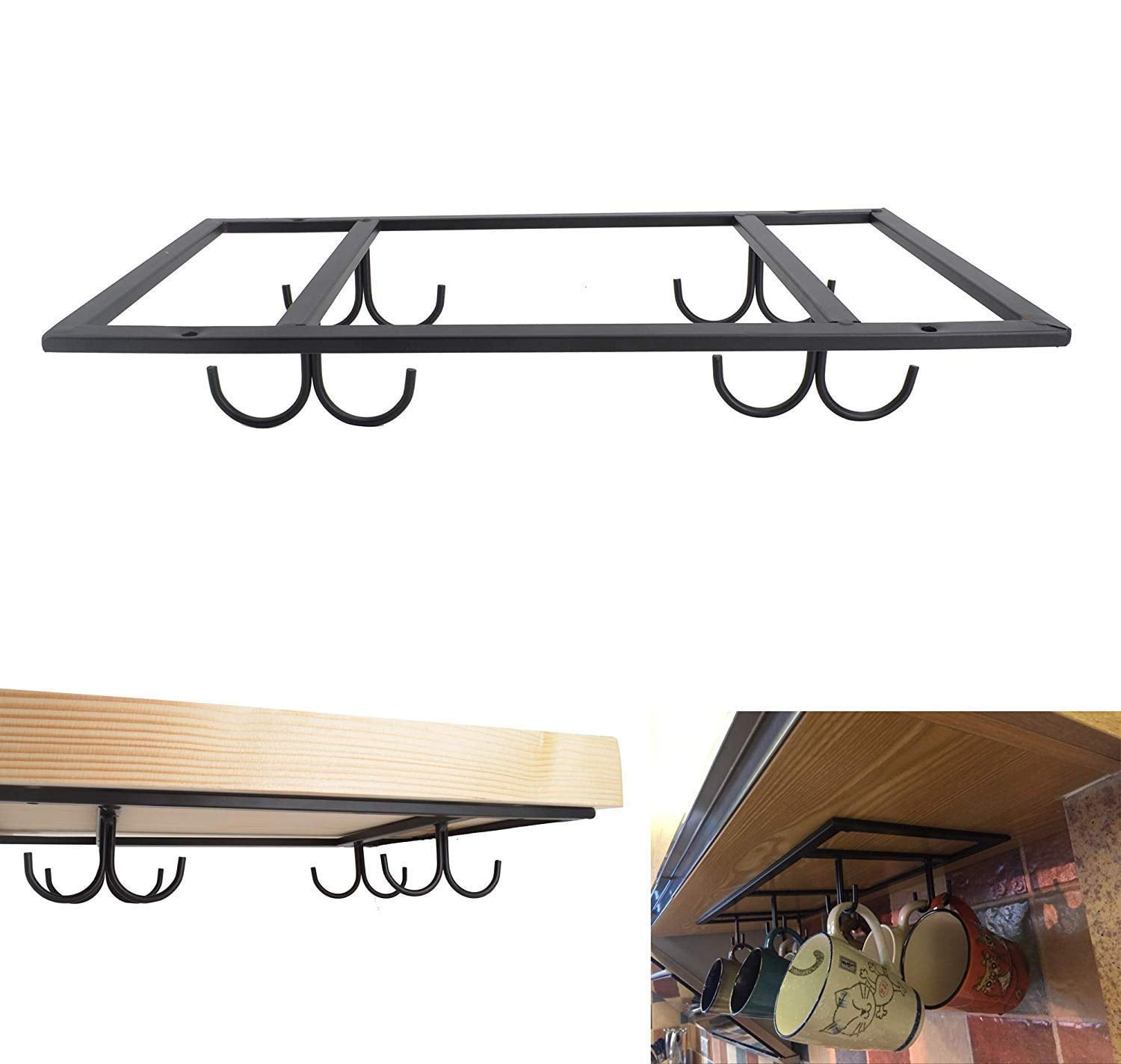 INDIAN DECOR 287710 Industrial Metal Mug Rack Under Cabinet Coffee Cups ...