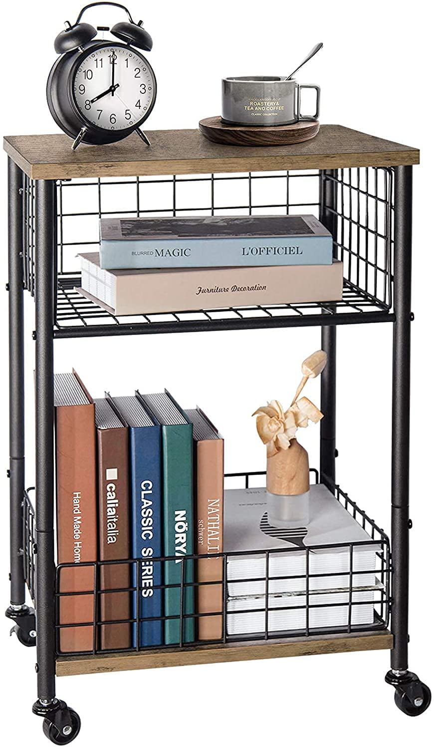 INDIAN DECOR 38561 Mobile Side Table End Tables Sofa Mobile Table Wood ...