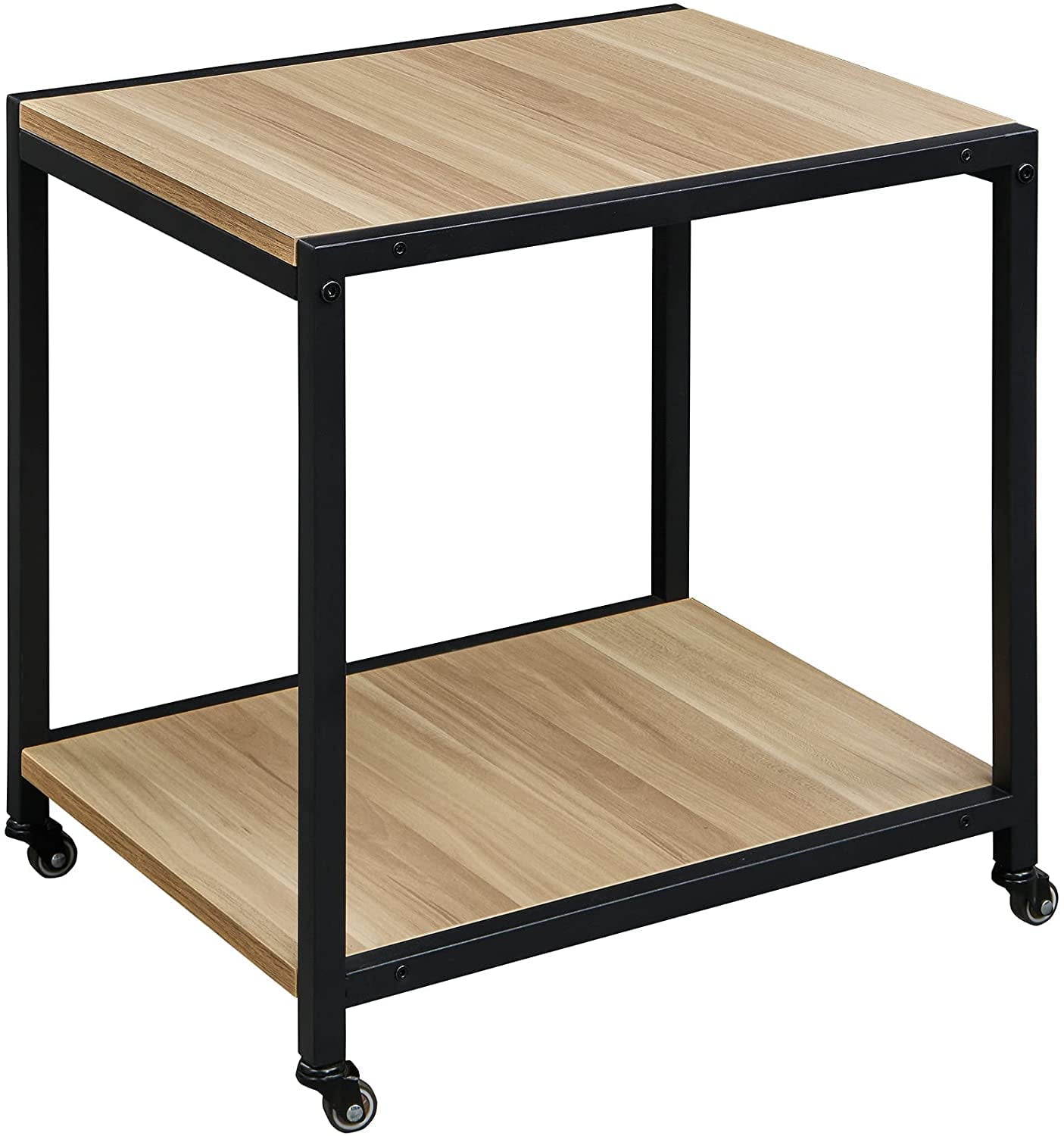 INDIAN DECOR 45141 Mobile Utility Rolling Cart with Wheels 2Tire Small Storage Shelf Rustic ...