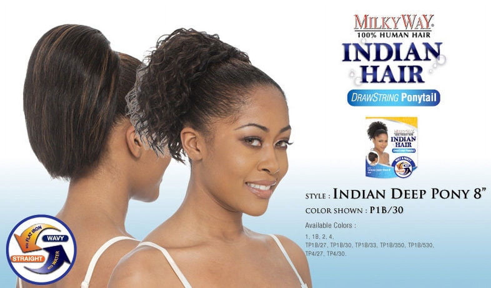 INDIAN DEEP PONY 8" MILKY WAY DRAW STRING WET N WAVY PONYTAIL SHAKE-N ...