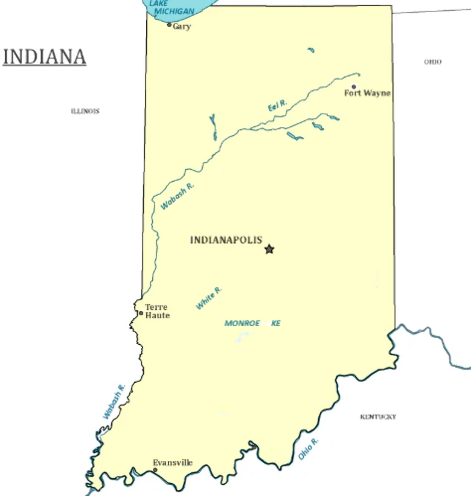 INDIANA STATE MAP GLOSSY POSTER PICTURE PHOTO BANNER city indianapolis ...