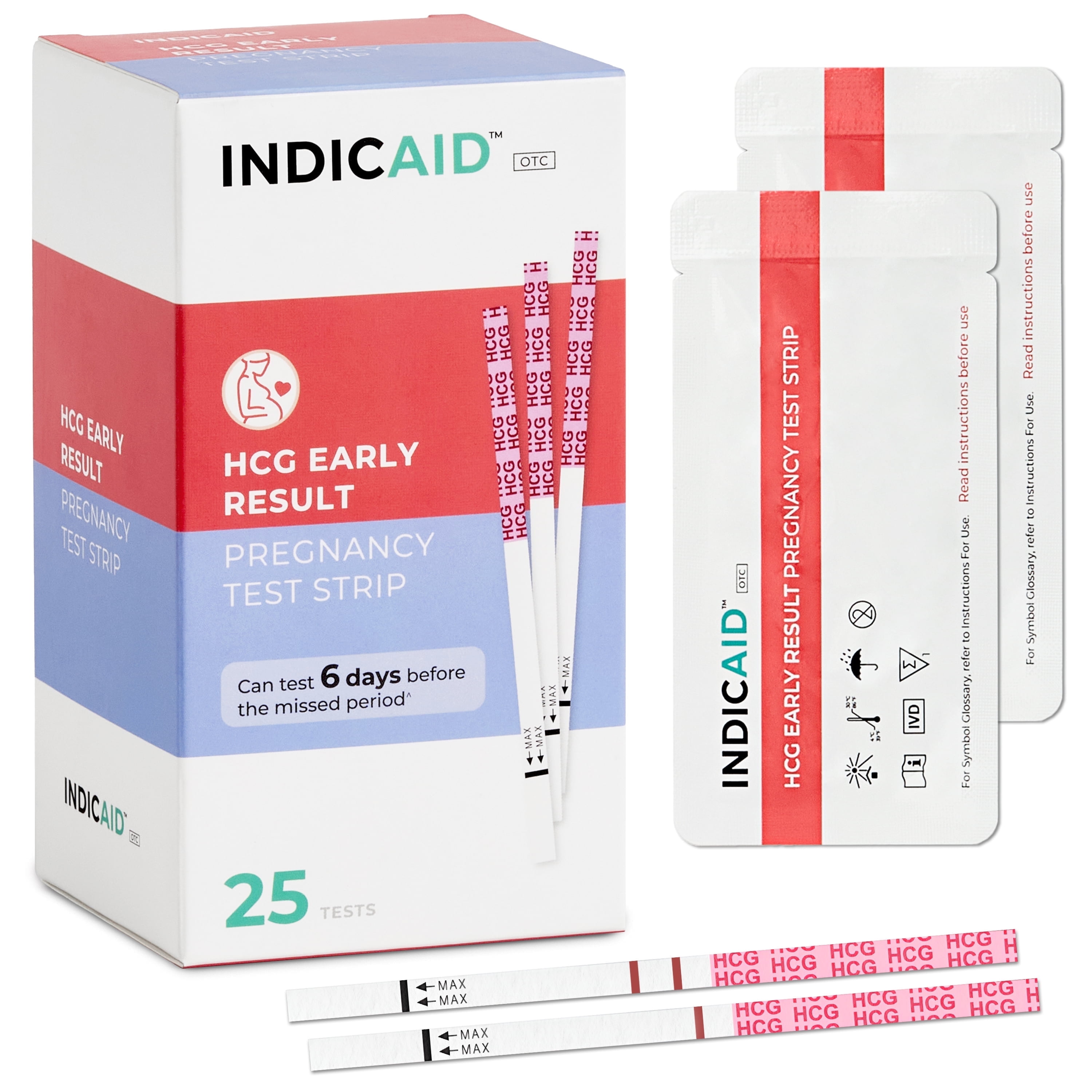 INDICAID Early Detection Pregnancy Test Strips - 25 Tests - High ...