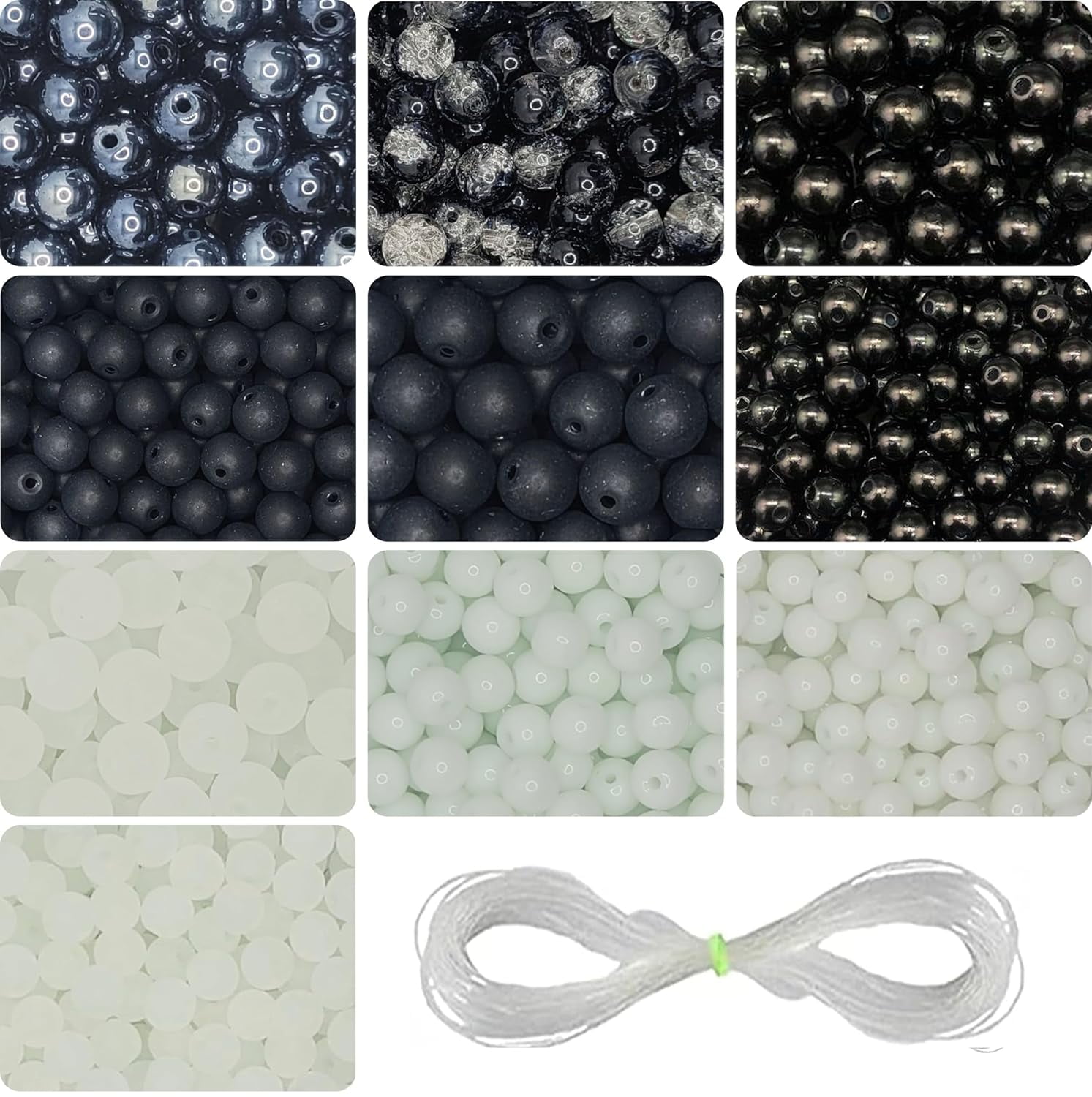 INDIKONB Glass Pearl Moti Beads 6mm and 8mm Black and White - Walmart.com
