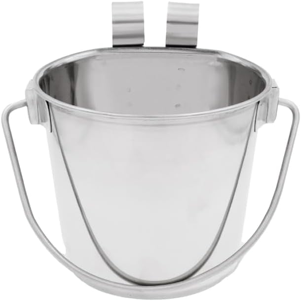 INDIPETS Heavy Duty Flat Sided Pail with Two Hooks: Pet Water and Food ...